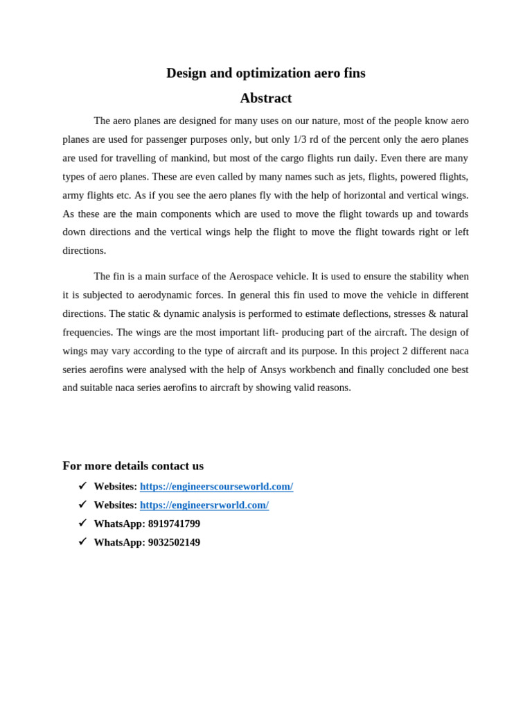 S23024 - Design and Optimization Aero Fins | PDF