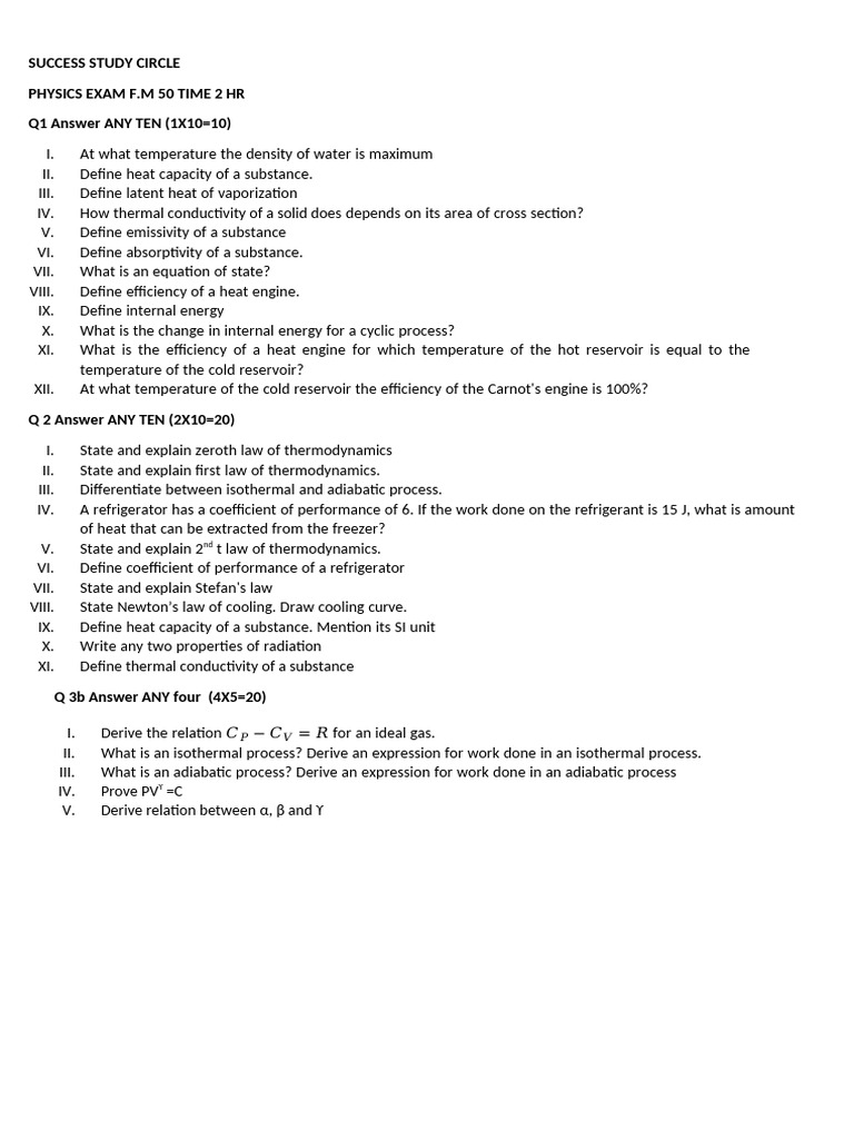 Physics Exam Questions and Answers | PDF