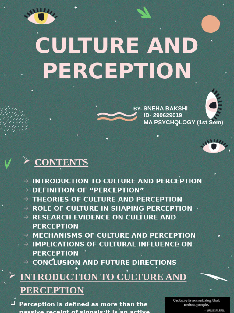 Cultural Influences on Perception | PDF | Perception | Psychological ...