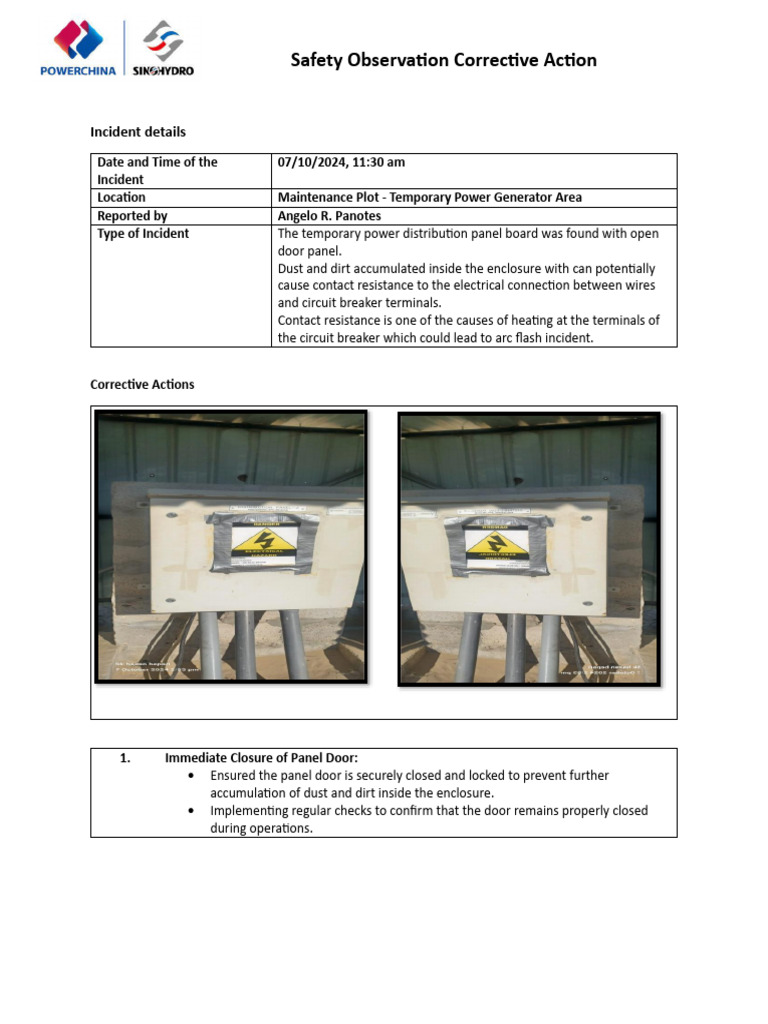 SH-Corrective Action - Maintenance Plot Control Panel | PDF ...
