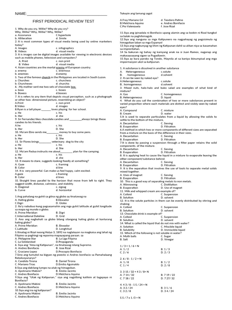 exam q1 | PDF | Mixture | Filtration