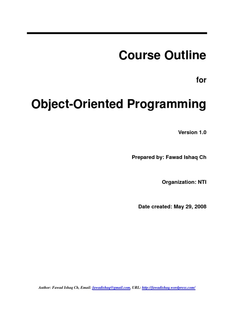 Oop Course Outline Local Market | PDF | Object Oriented Programming ...