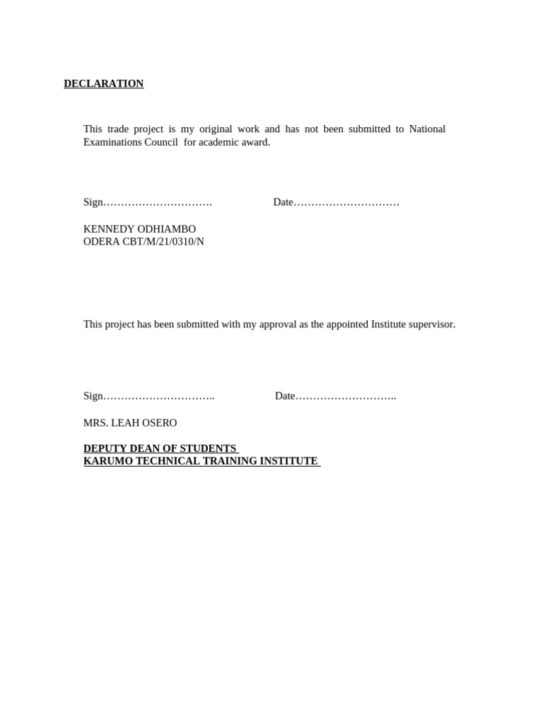 Declaration and Acknowledgement | PDF