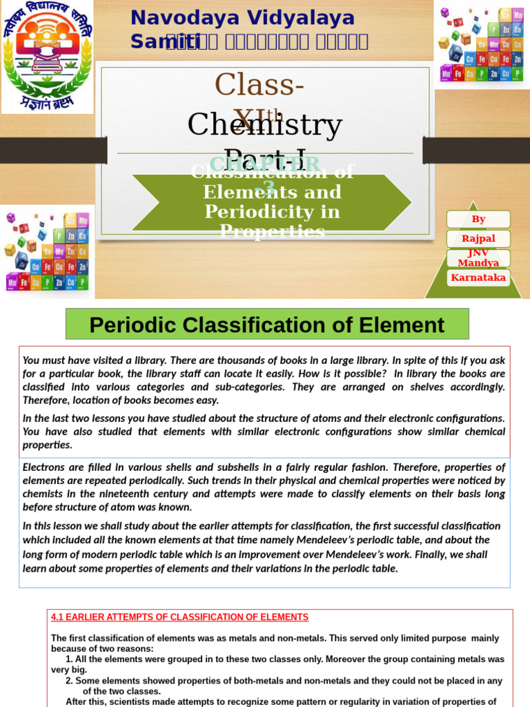 Ch 3 Classification of Elements and Periodicity in Properties 1 | PDF ...