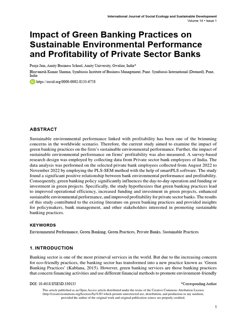 Impact of Green Banking Practices On Sustainable E | PDF ...