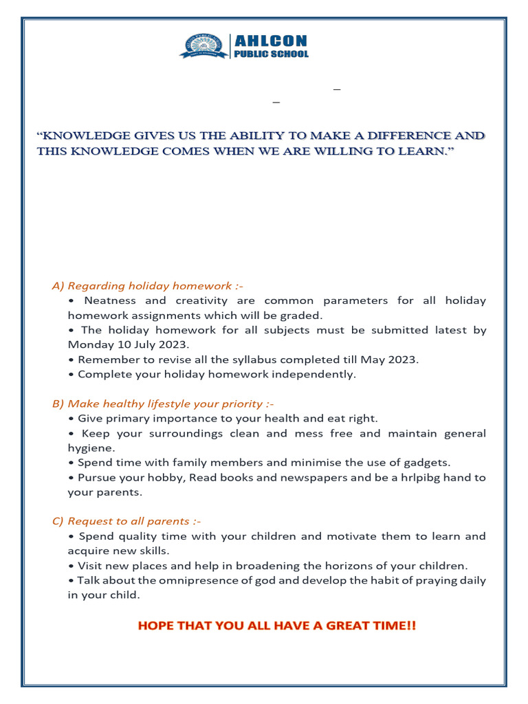 Class XI Holiday Homework Guidelines | PDF | Area | Small And Medium ...