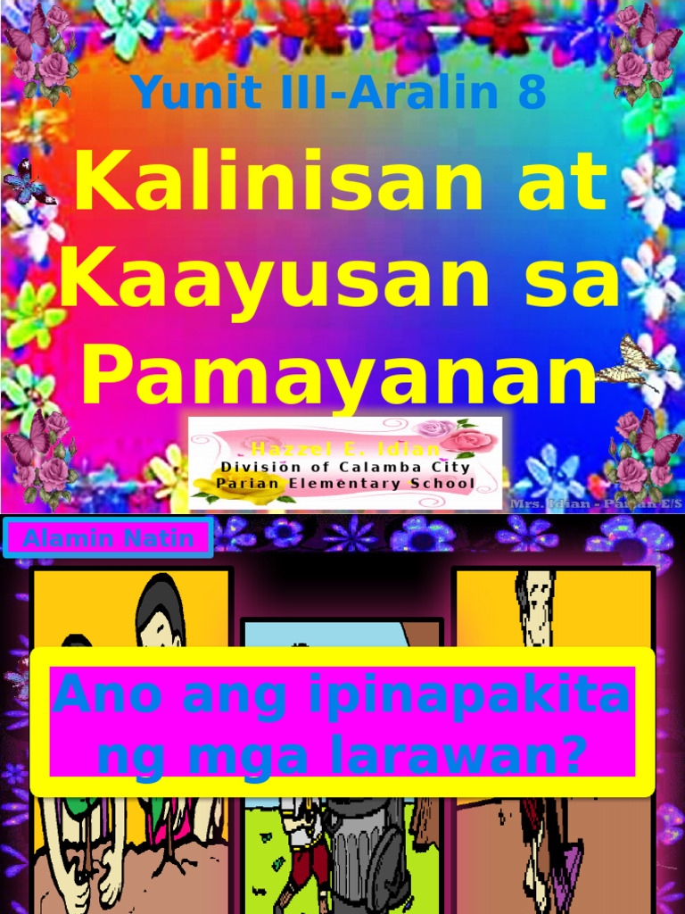 III. Aralin 8 - Kalinisan at Kaayusan Sa Pamayanan | PDF