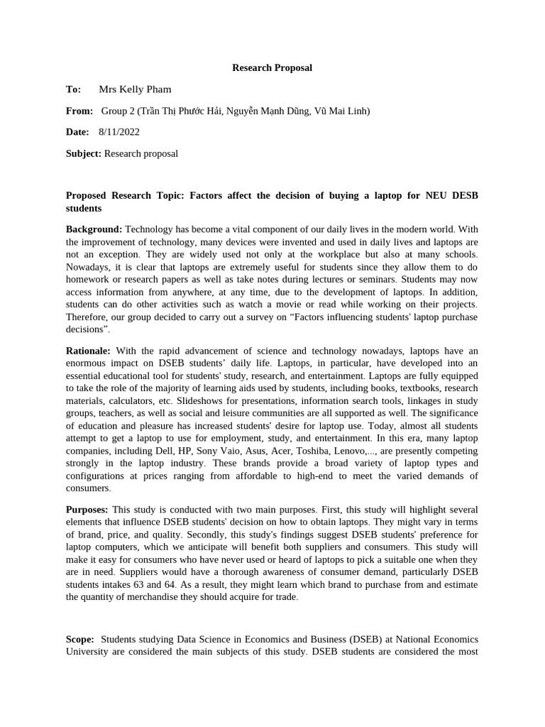 (Group 2) Research Proposal | PDF | Laptop | Brand