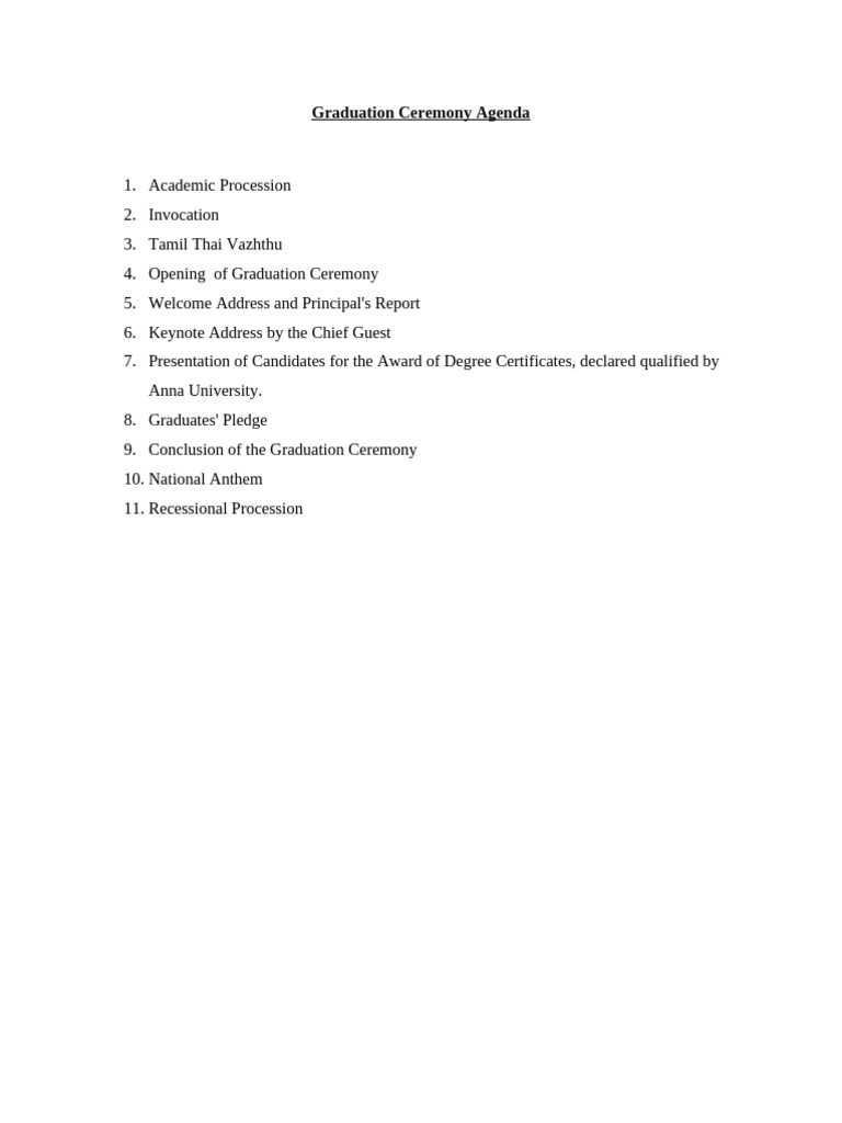 Graduation Ceremony Agenda Outline | PDF
