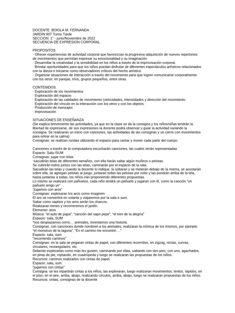 EXPRECION CORPORAL 1 SECCION | PDF