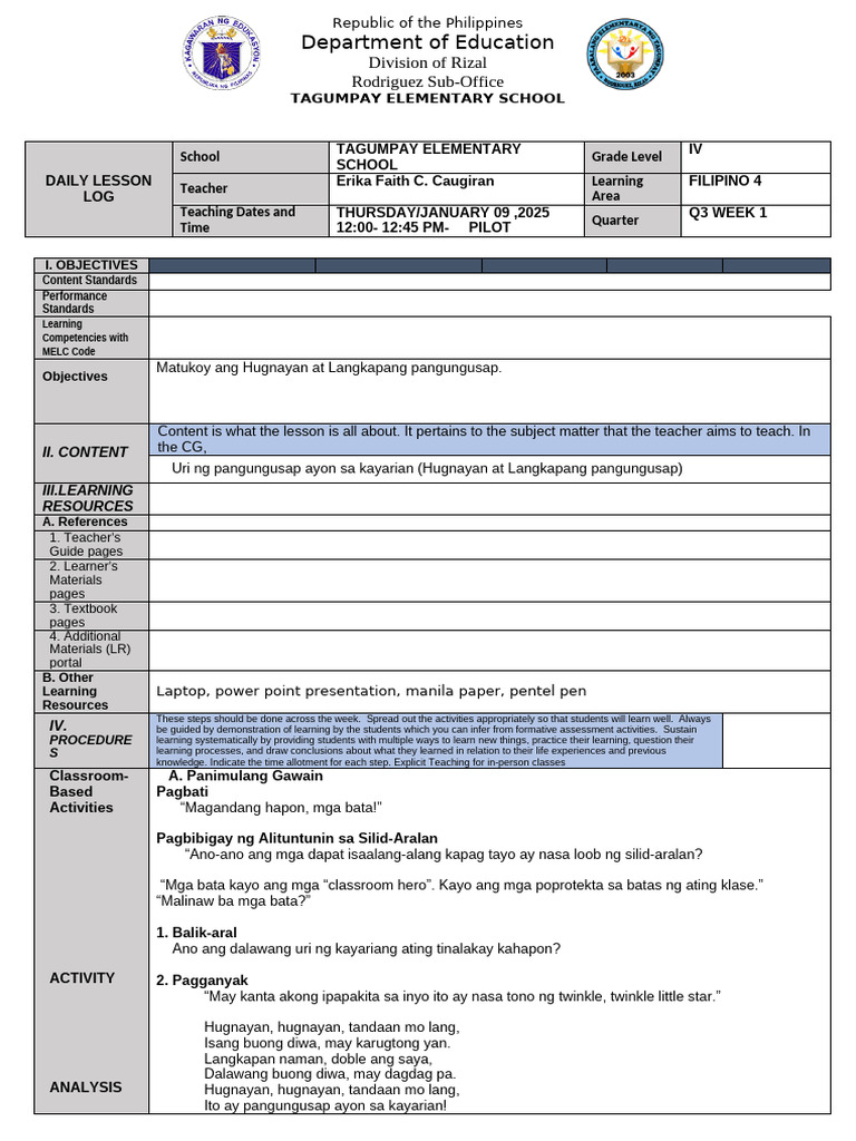 DLL FIL4 HUGNAYAN at LANGKAPAN | PDF