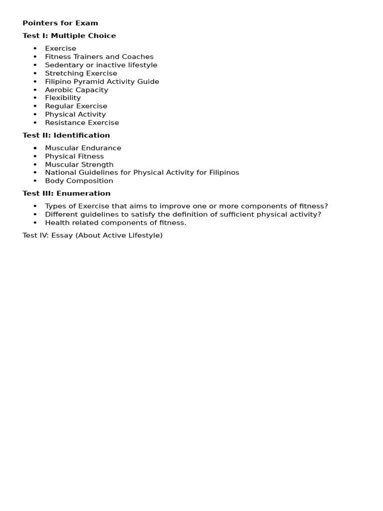 Pointers for Exam | PDF