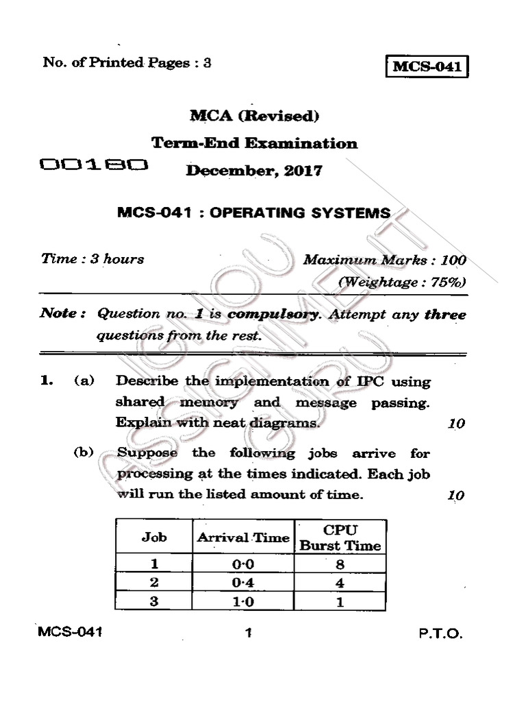 MCS-041 - Optimize - Compressed | PDF | Operating System | Scheduling (Computing)