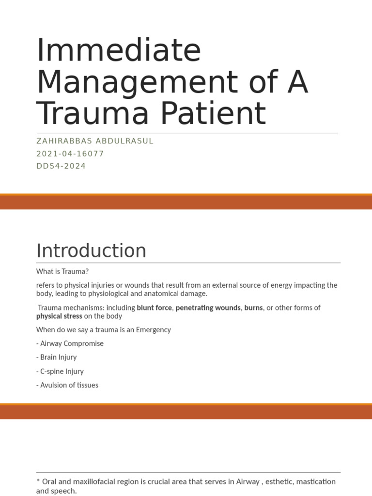 Emergency Management of Trauma Patients | PDF | Wound | Diseases And ...