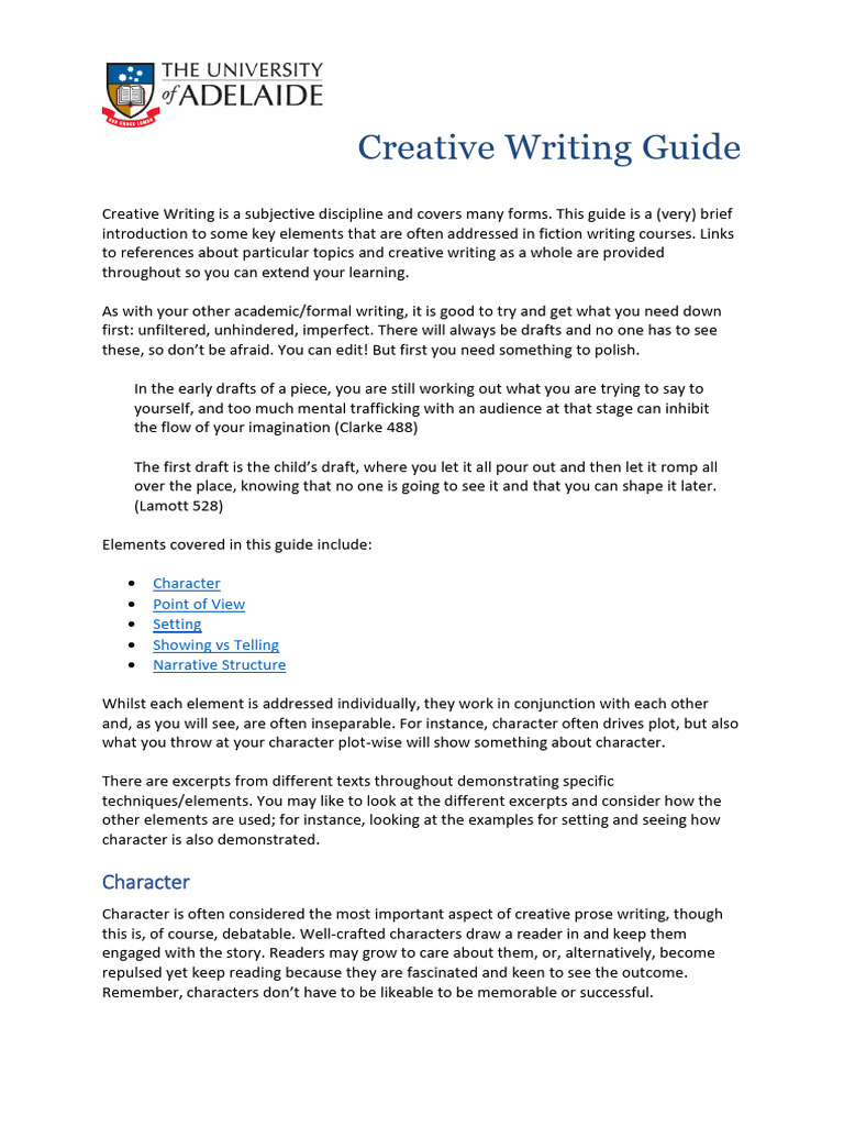 Creative Writing Guide - M Jager 2022 | PDF | Estella (Great ...