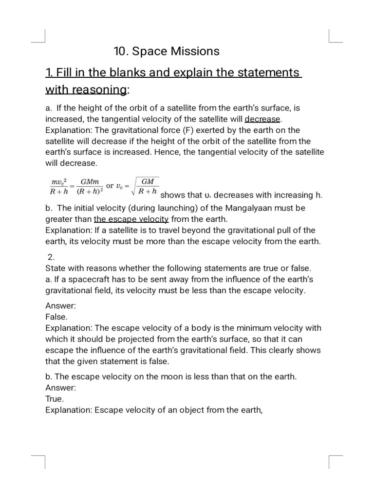 std 10 science 1 lesson 10 | PDF | Satellite | Orbit