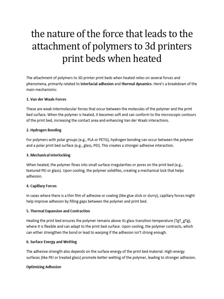 the nature of the force that leads to the attachment of polymers to 3d ...