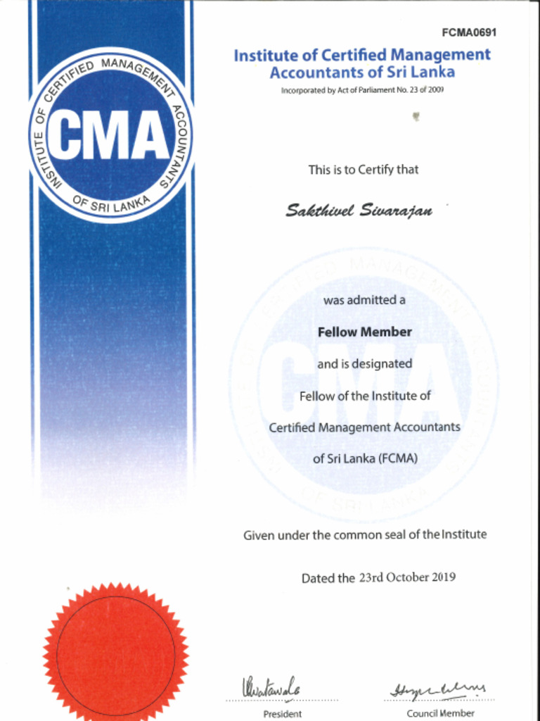 CMA Membership Confirmation | PDF | Accounting | Accountant