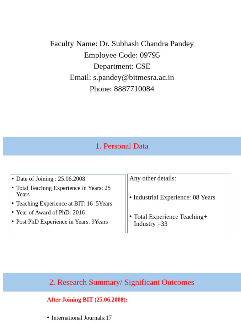 Dr. Subhash Chandra Pandey's Academic Profile | PDF