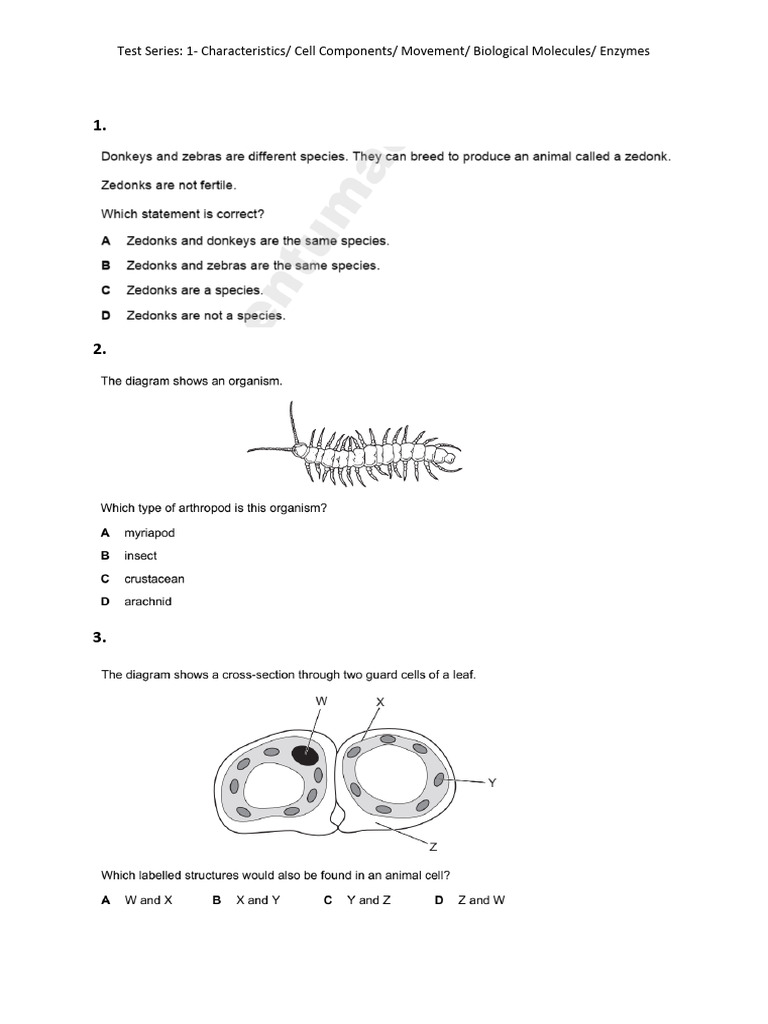 Test Series Paper-1 Classification-Enzymes- Questions | PDF