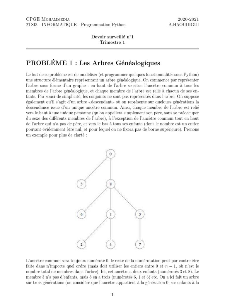 DS1 2tsi3 | PDF | Généalogie | Python (Langage de programmation)