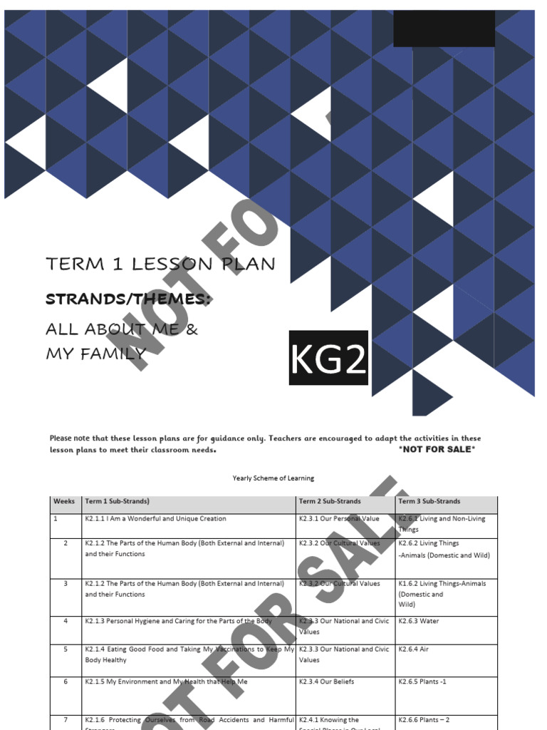 KG2 Term 1 Lesson Plan - Sabre Education | PDF | Lesson Plan | Learning