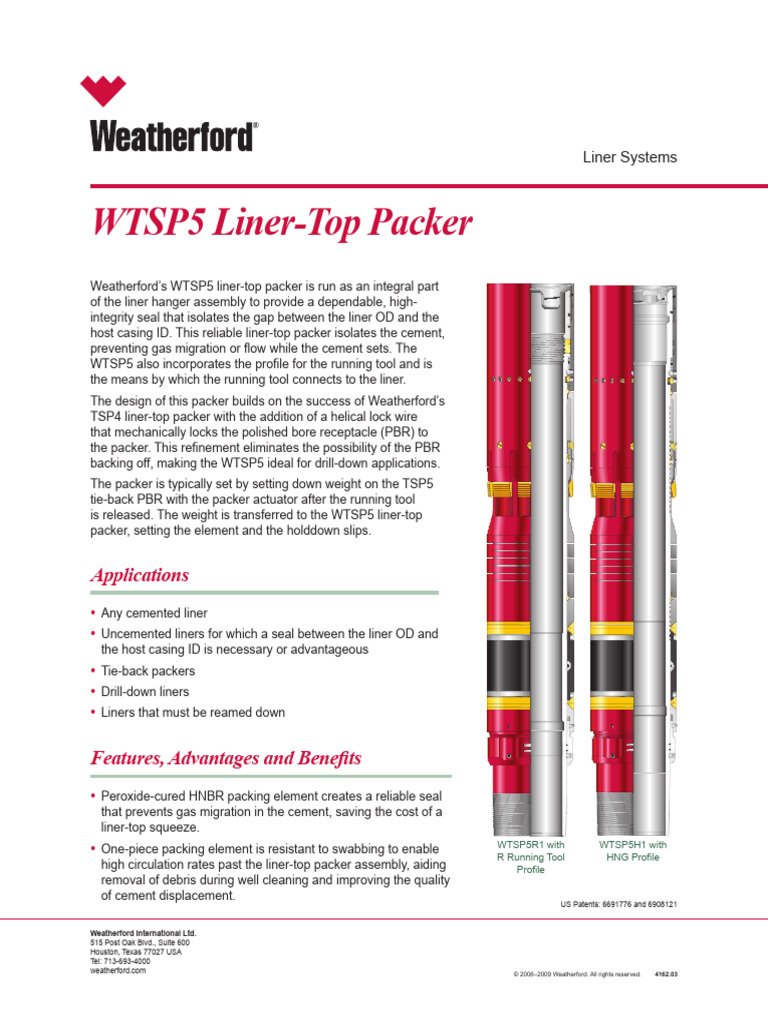 WTSP5 Liner Top Packer | PDF | Manufactured Goods | Mechanical Engineering
