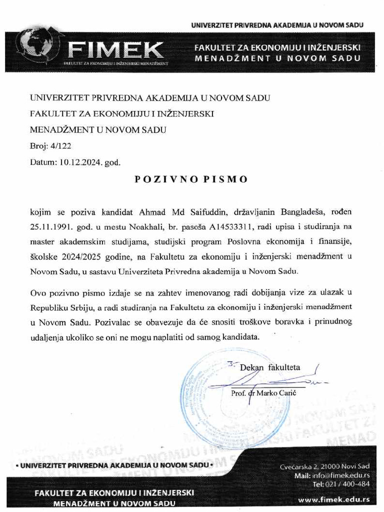 Ahmad Saifuddin - Invitation Letter | PDF