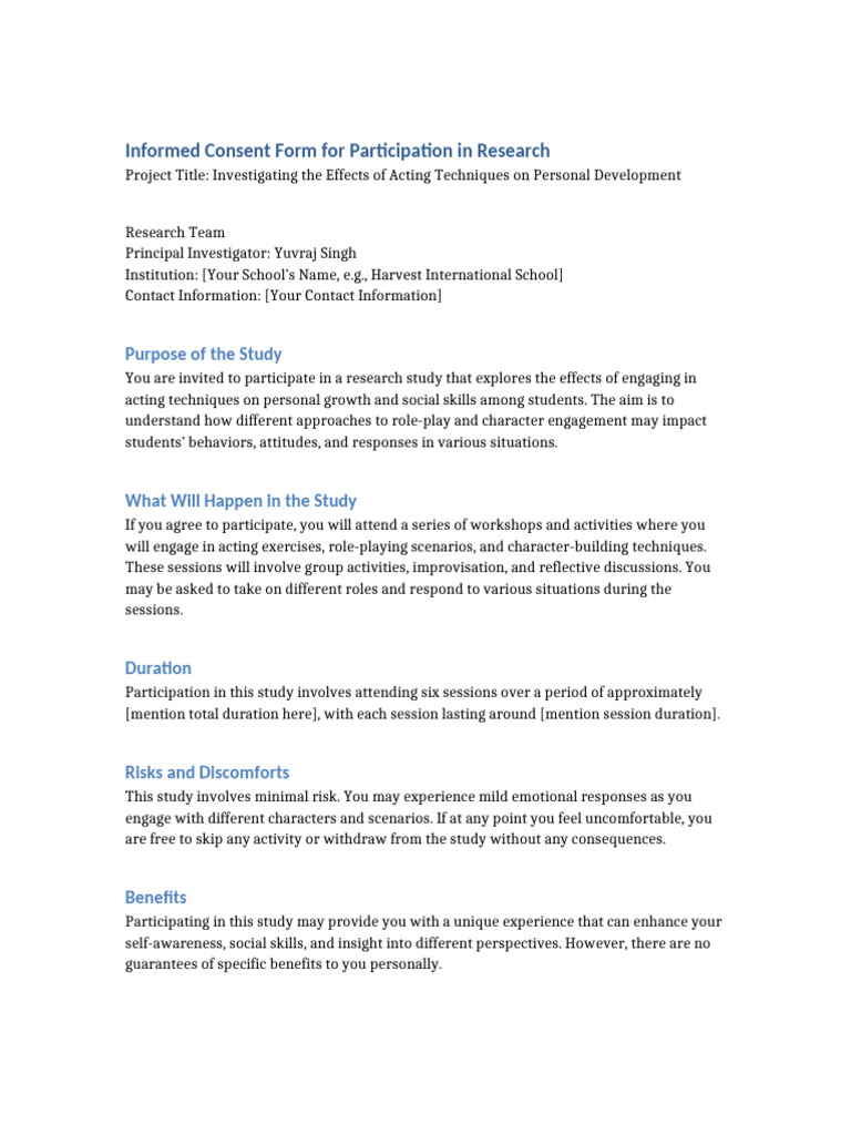 Informed_Consent_Form_Yuvraj_Singh | PDF | Risk | Informed Consent