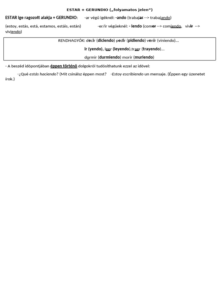 Estar Gerundio | PDF