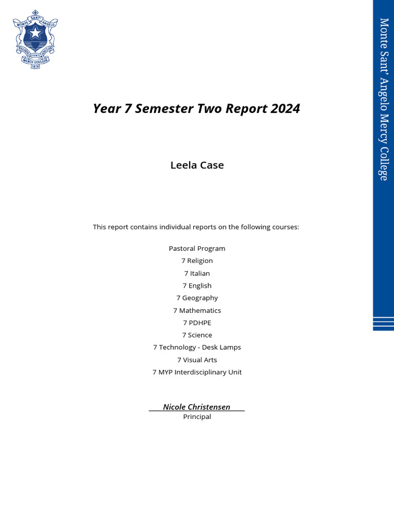 Academic Report Year 07 Semester Two 2024 358312 1761904 | PDF ...