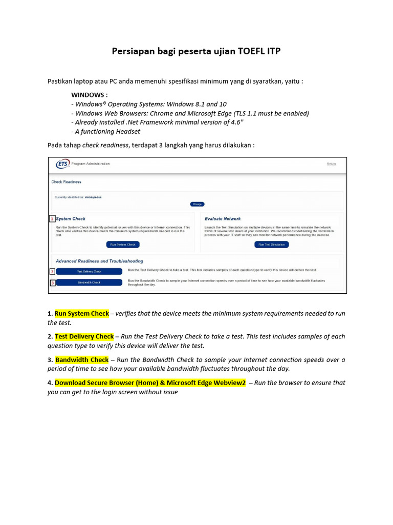 06 Persiapan Bagi Peserta Ujian TOEFL ITP BYOP | PDF