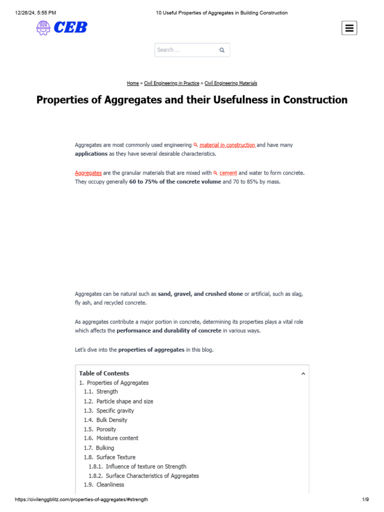 Properties of Aggregates in Construction | PDF | Concrete | Porosity