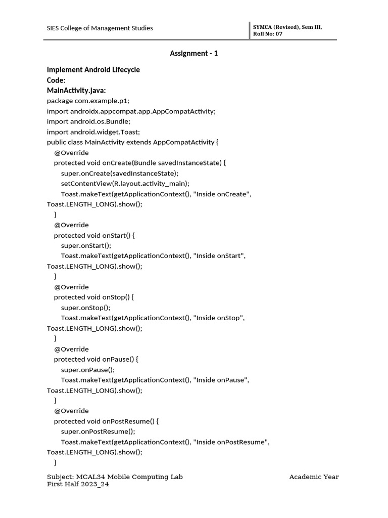 Assignment 1 MC 007 | PDF