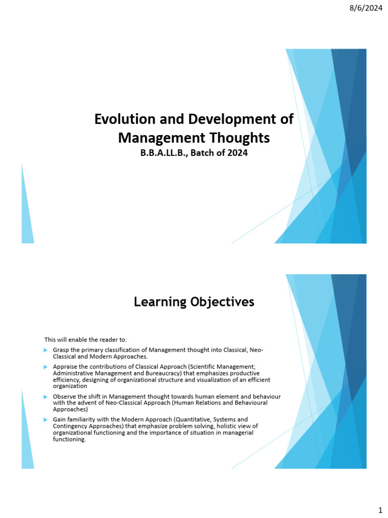 Evolution of Management Theories Explained | PDF | Psychology ...