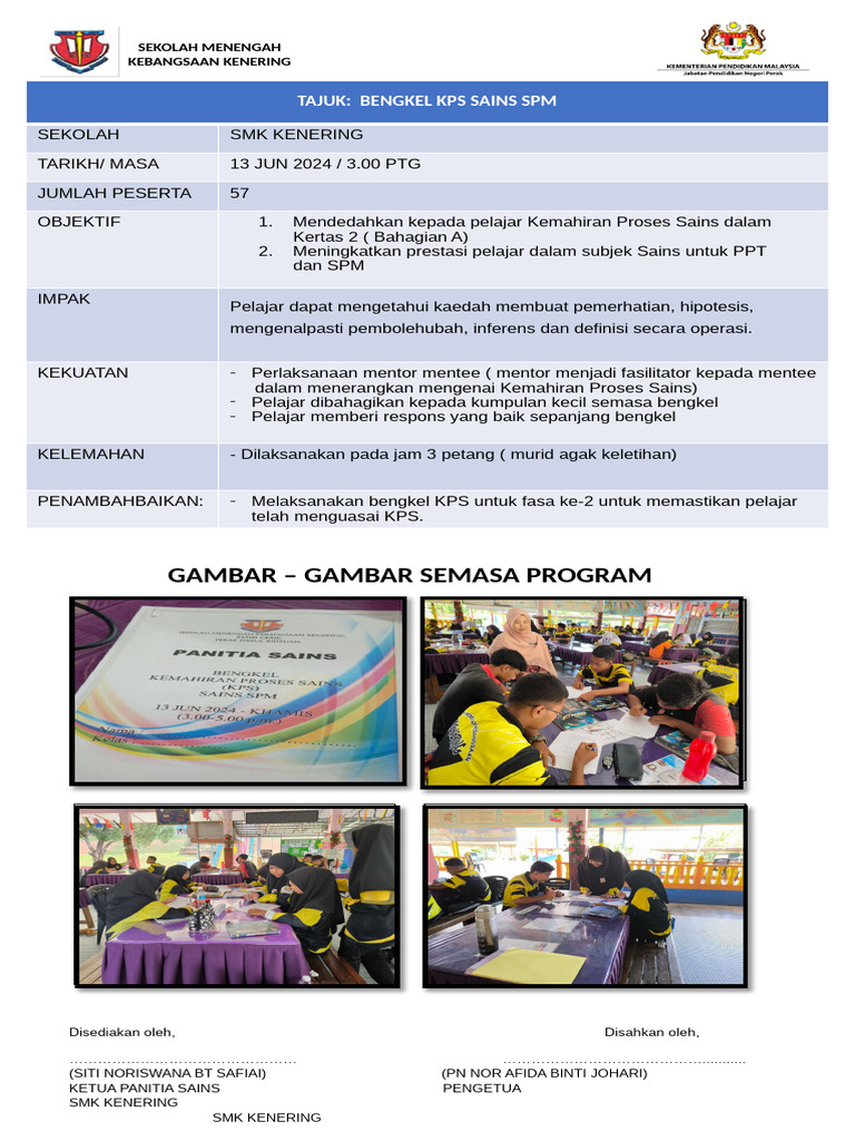 LAPORAN BENGKEL KPS ( PANITIA SAINS) | PDF