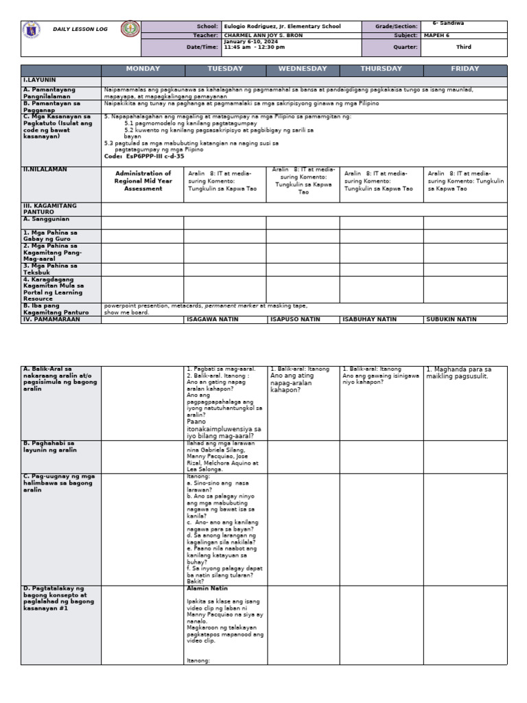 DLL - Esp 6 - Q3 - W4 | PDF