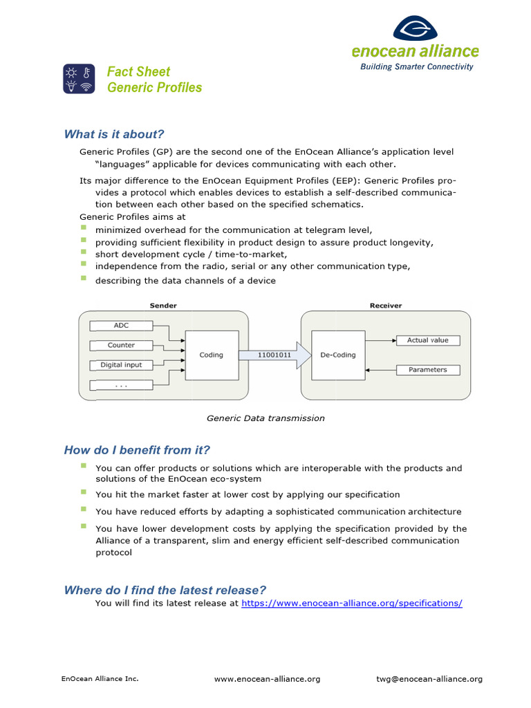 Factsheet Generic Profiles | PDF | Data Transmission | Computer Networking