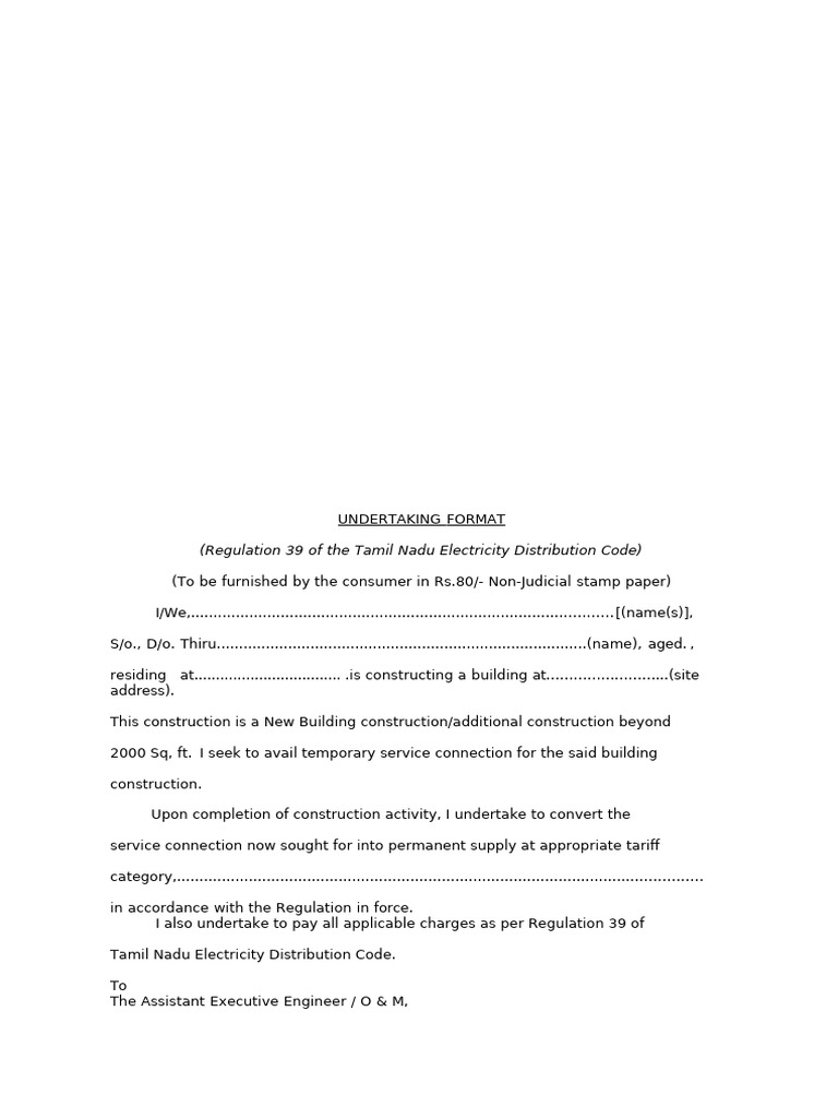 Undertaking Format New | PDF