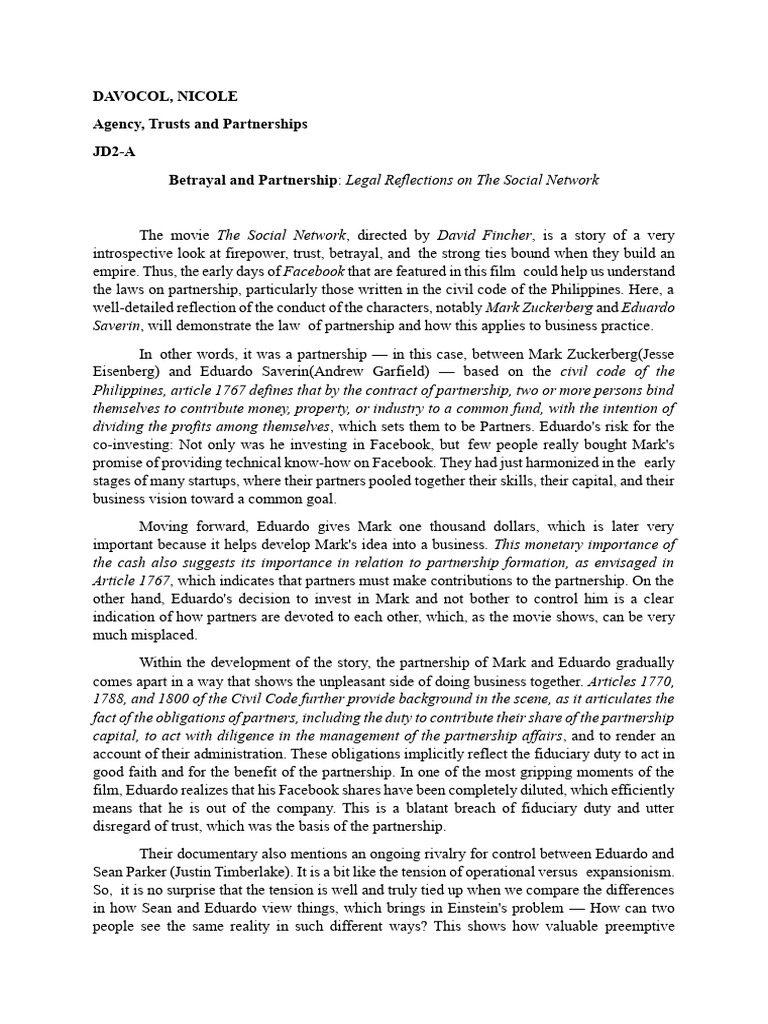 Reflection Paper | PDF | Partnership