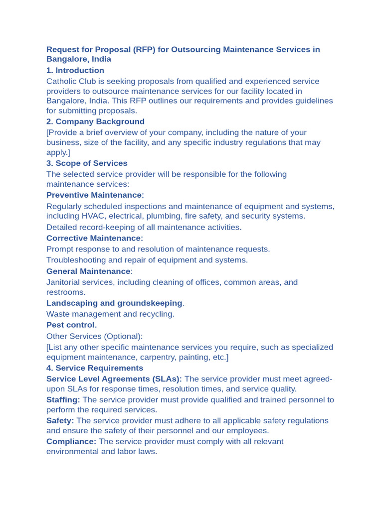 Request for Proposal | PDF | Request For Proposal | Service Level Agreement