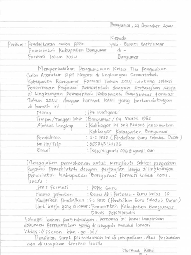 Surat Lamaran Ike | PDF