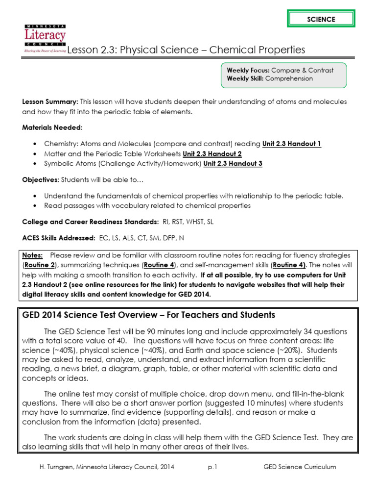 Unit2.3 Chemical Properties | PDF | Molecules | Chemical Elements