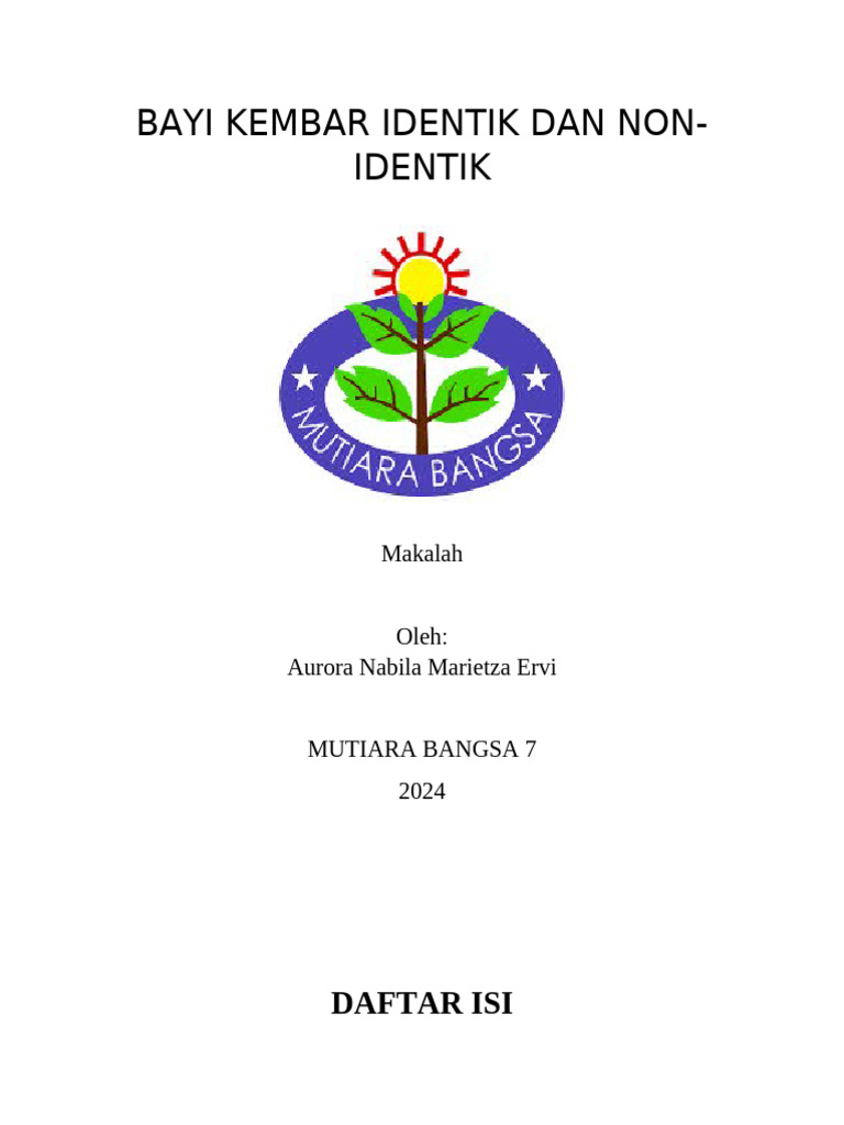 Bayi Kembar Identik Dan Non Identik | PDF