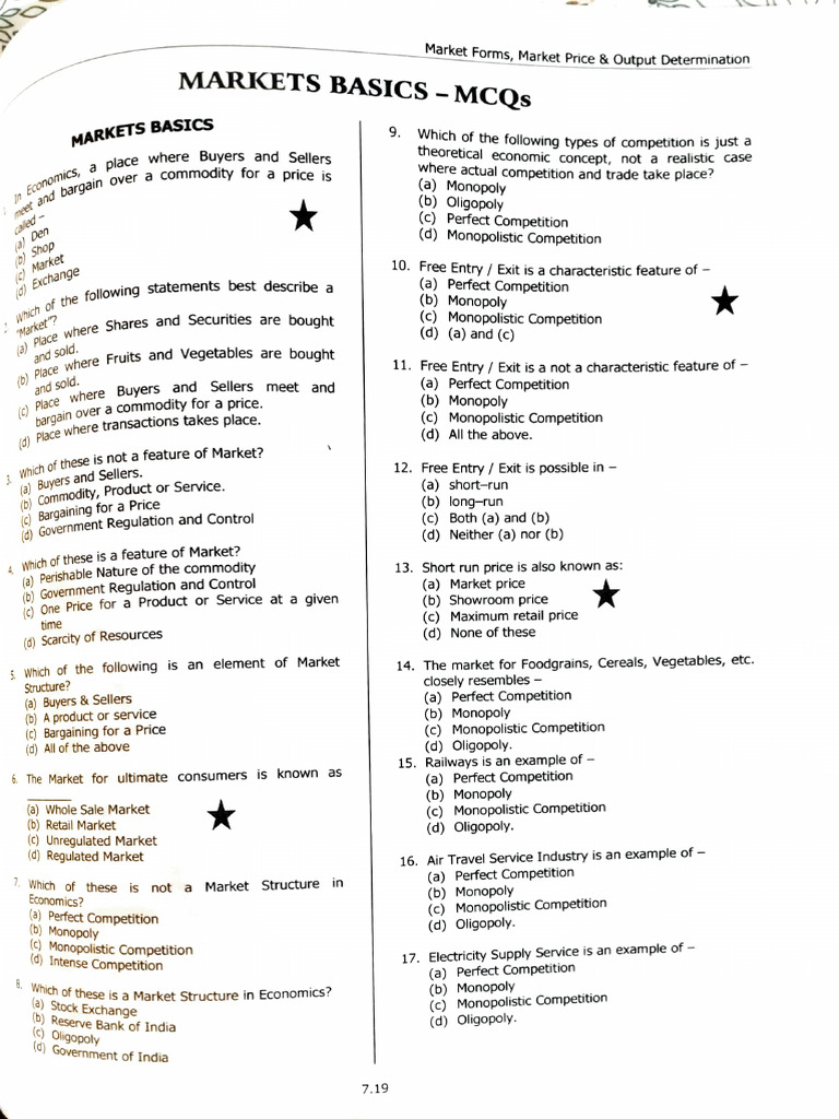 Foundation-MCQ-Forms of Market | PDF
