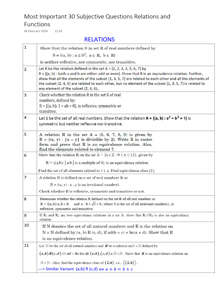 1_Reln _Fns_Super 30 MIQ | PDF