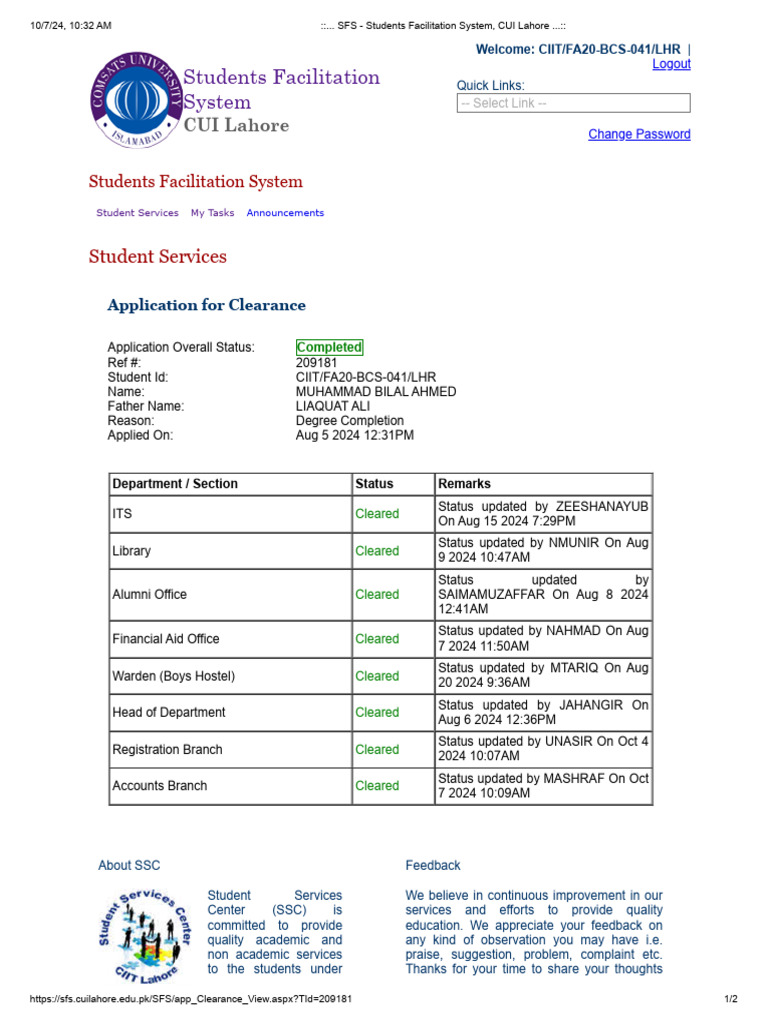 FA20 BCS 041 Clearance Status | PDF FA20 BCS 041 Clearance Status | PDF