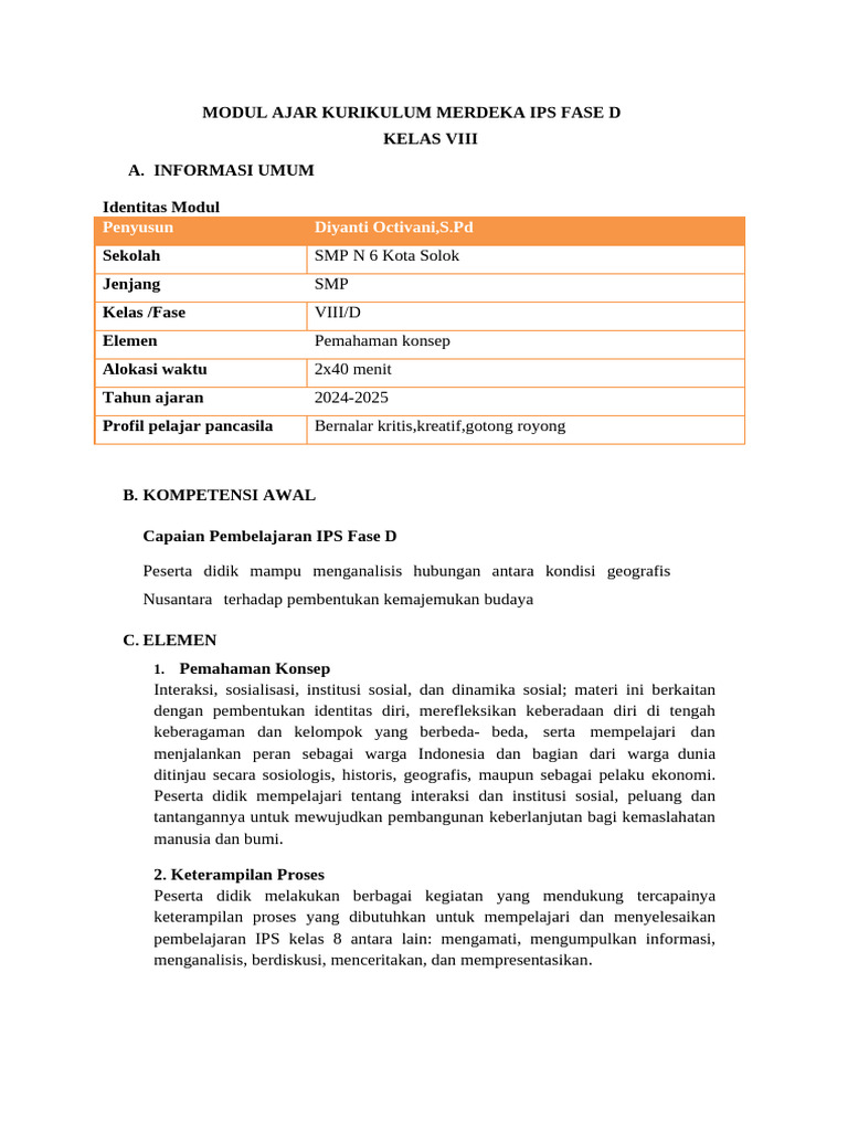 MODUL AJAR Supervisi September 2024 | PDF