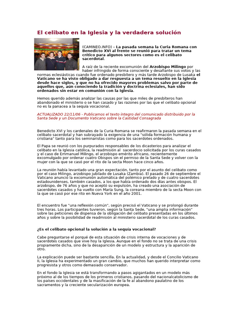 El celibato en la Iglesia y la verdadera solución | PDF | Celibato ...