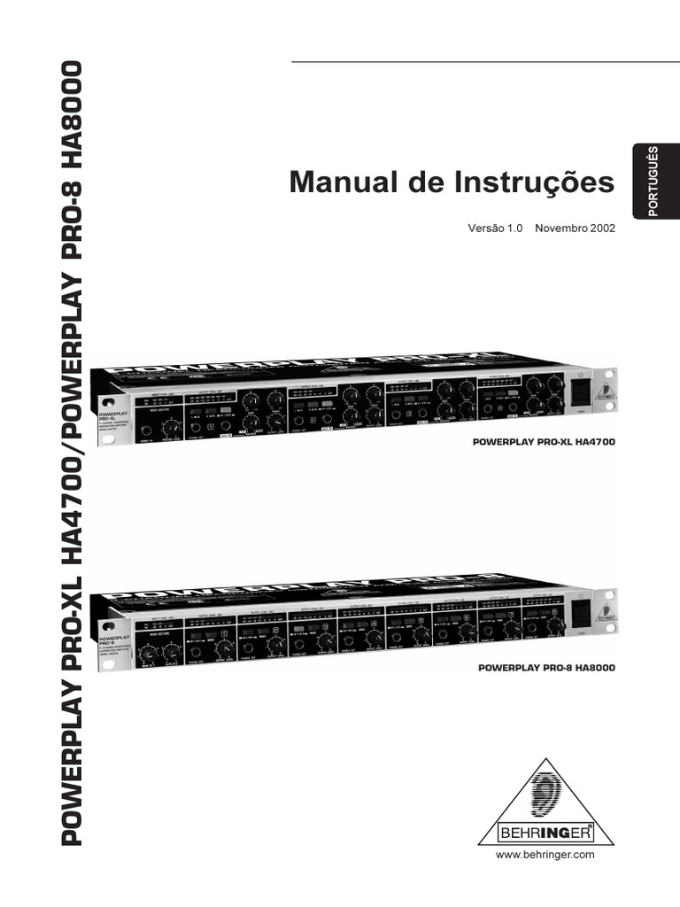 Manual do Behringer HA8000 | PDF | Fones de ouvido | Som